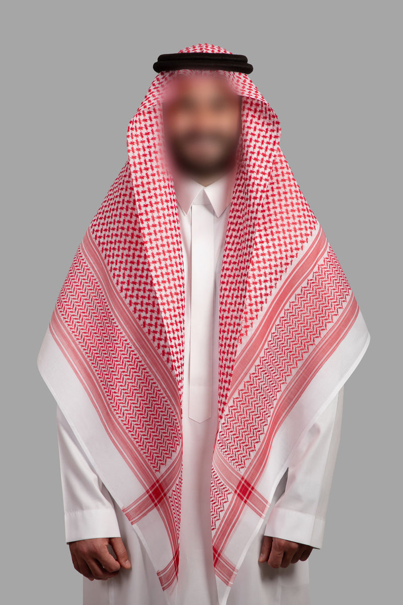 Shemagh Red/White 100% English Cotton – Al-Qasim